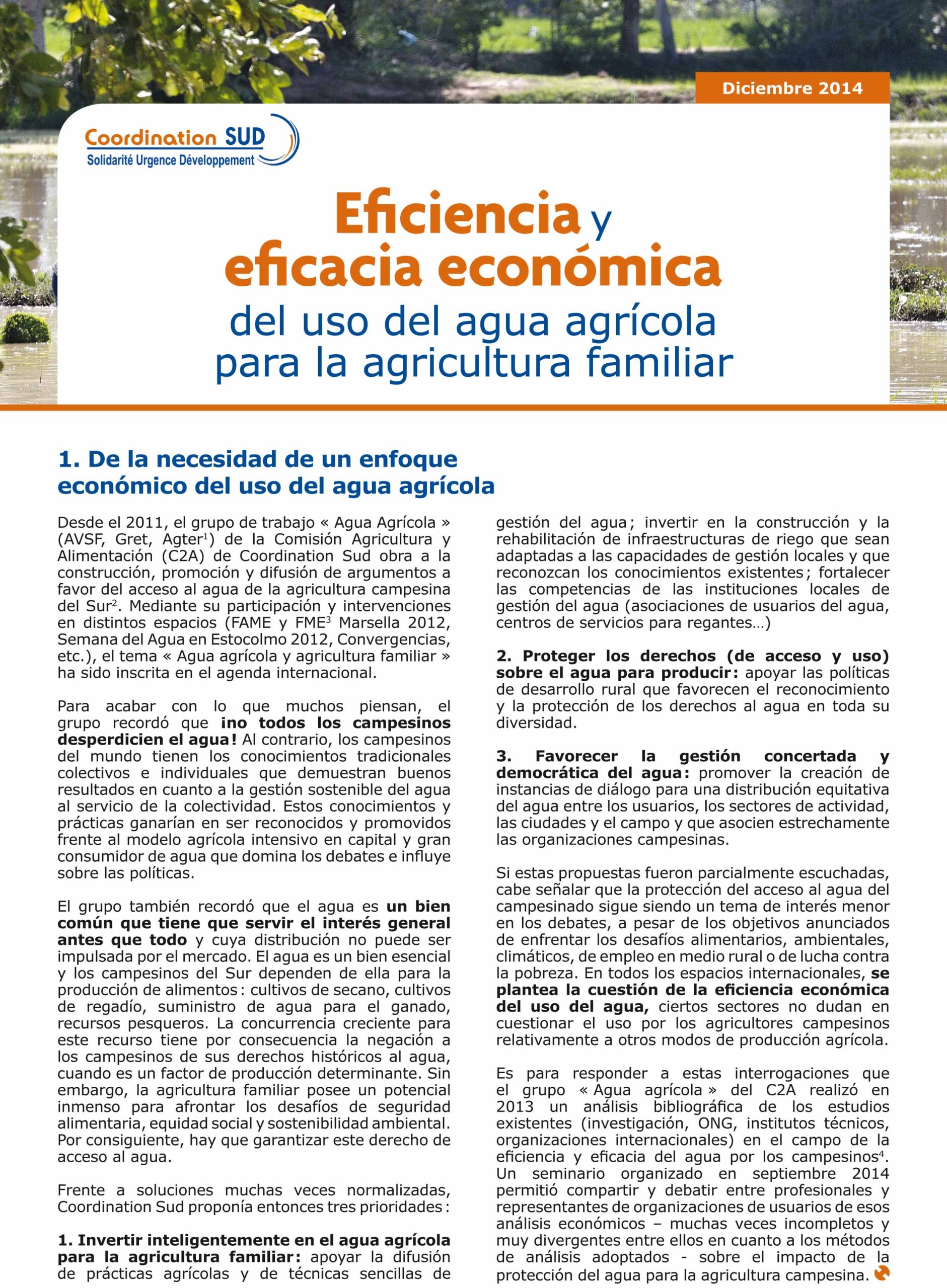 Eficiencia y eficacia económica del uso del agua agrícola para la agricultura familiar - AVSF ...