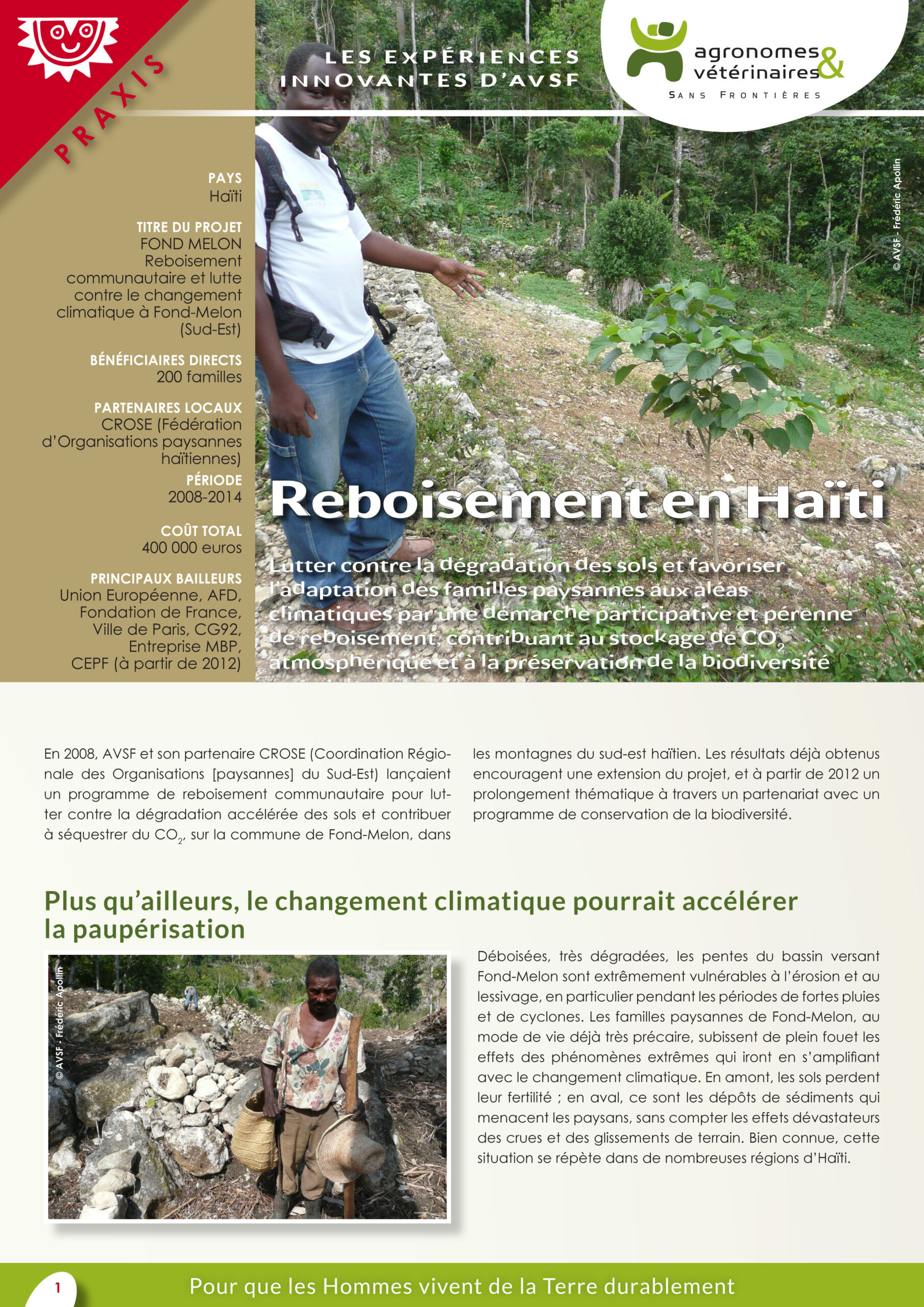 Les expériences innovantes d'AVSF : Reboisement en Haïti - AVSF ...